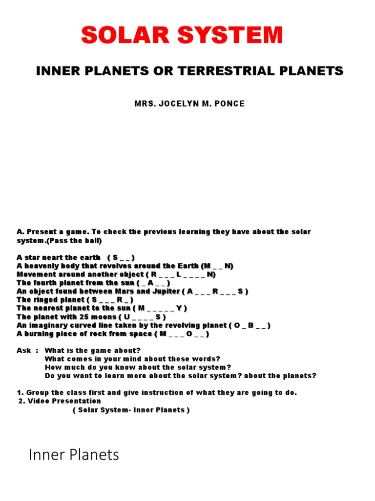 Solar System Lesson Plan | PDF | Planets | Solar System
