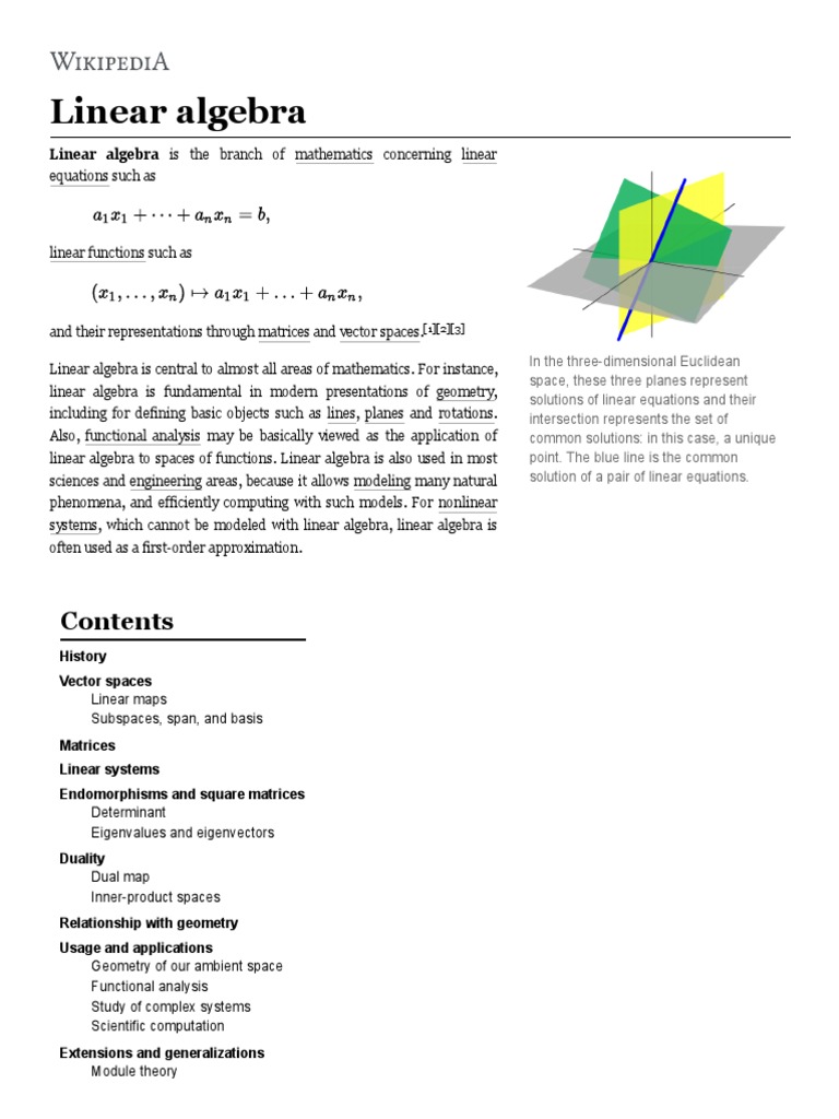 Linear Algebra | PDF | Linear Algebra | Vector Space