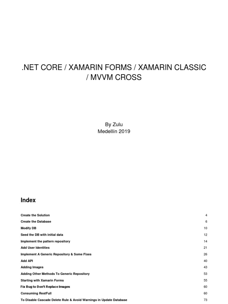 Net Core - Xamarin Forms - Xamarin Classic - MVVM Cross | Download Free PDF | Application ...