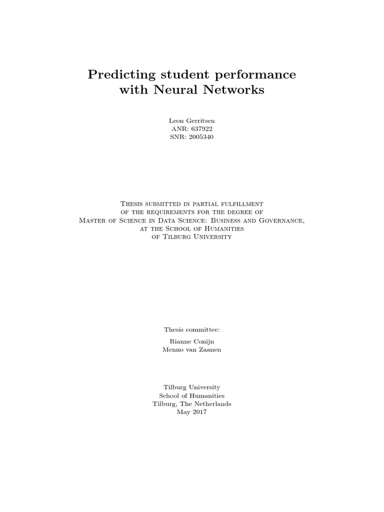2017 - Predicting Student Performance With Neural Networks | PDF ...