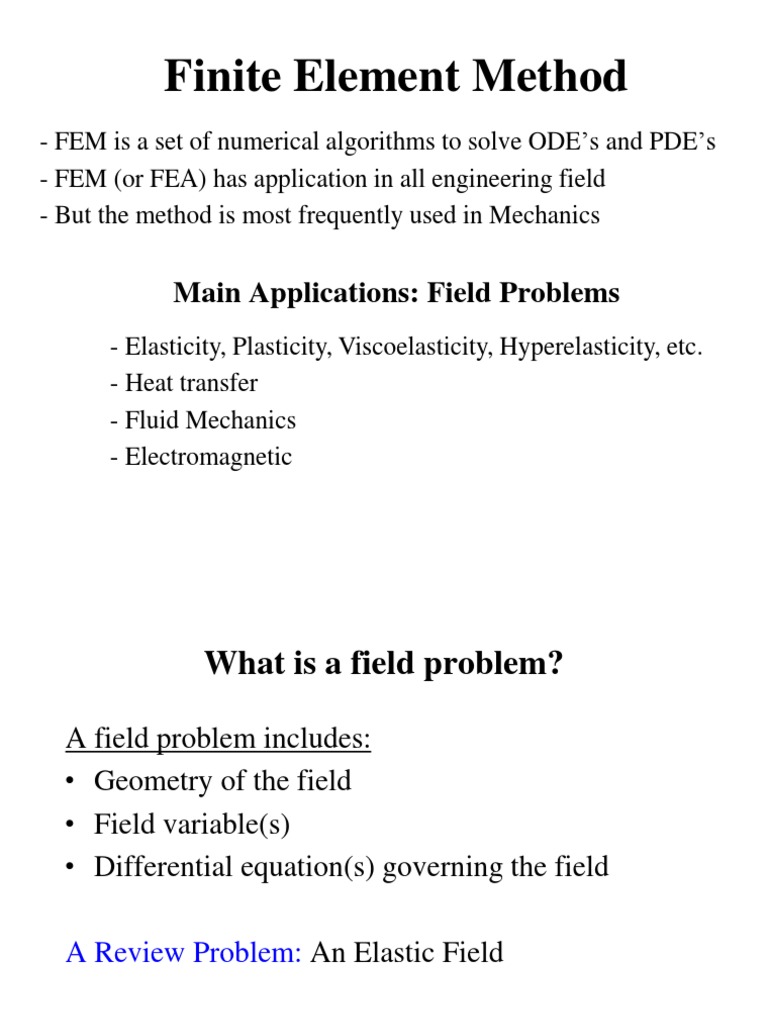 Finite Element Method: Main Applications: Field Problems | PDF | Finite ...