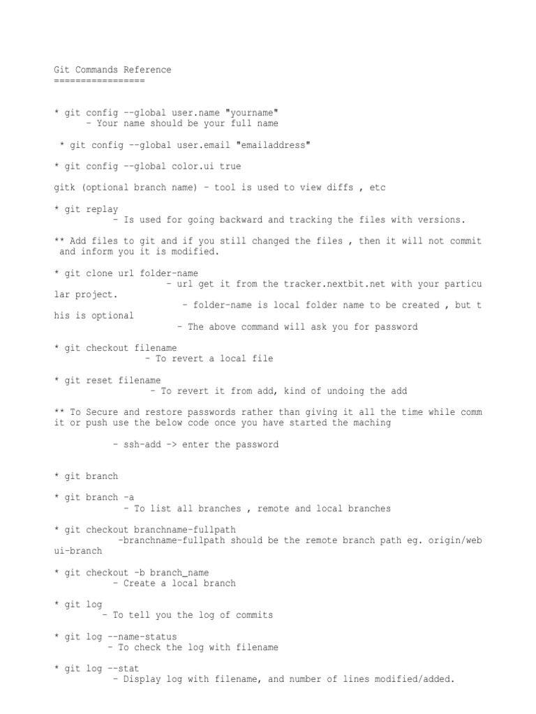 Git Commands | PDF | Filename | Computer File