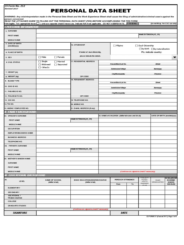 PDS CS Form No 212 Revised2017 | PDF | Crime & Violence | Crime Thriller