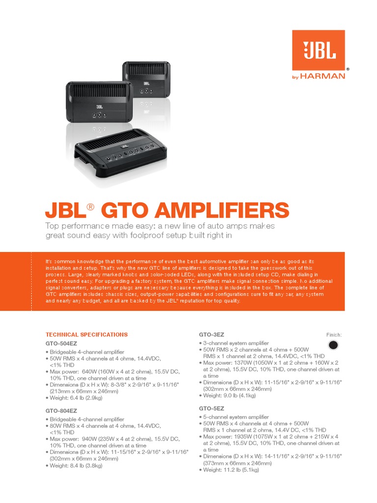 Ampli Gto 804 JBL | PDF | Amplifier | Manufactured Goods