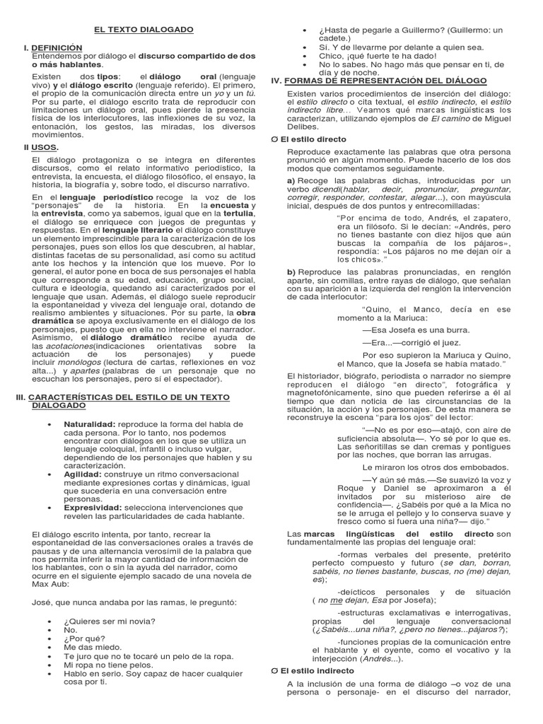 Características del Texto Dialogado | PDF | Narrativa | Narración