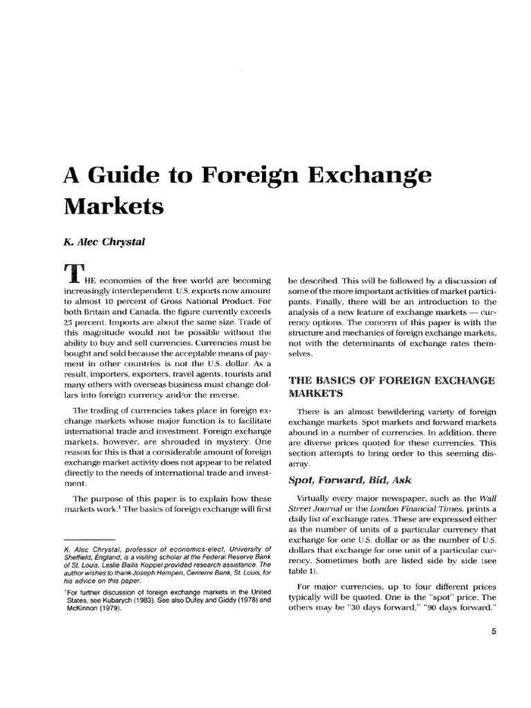 A Guide To Foreign Exchange Markets | PDF