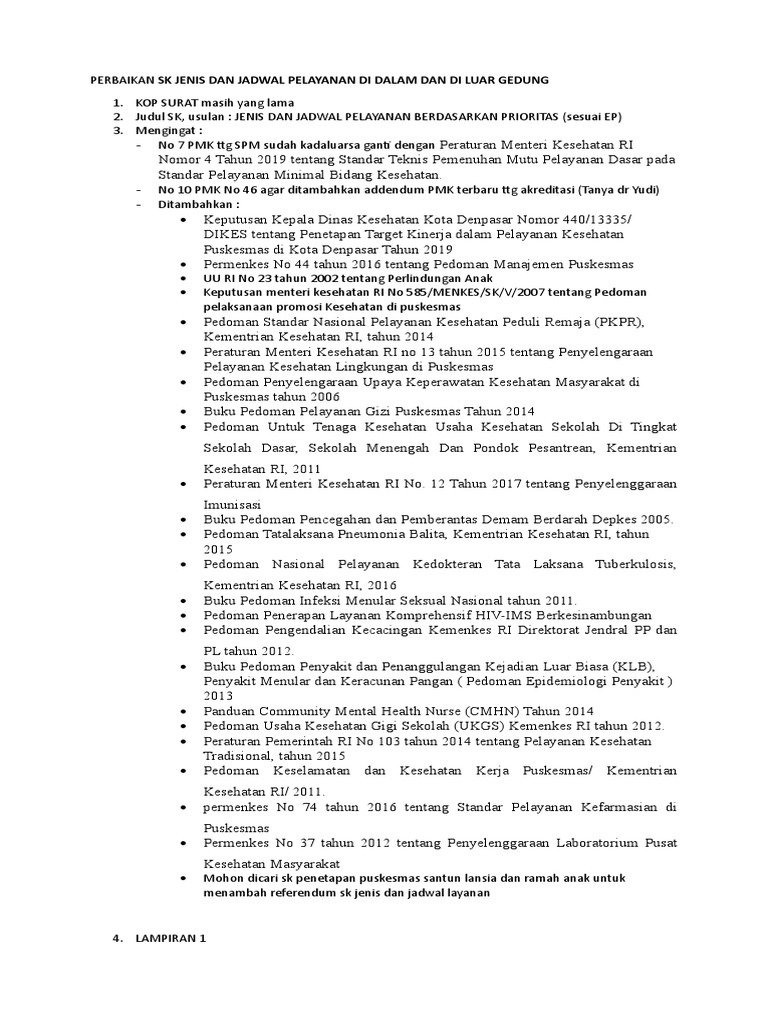 Perbaikan SK Jenis Dan Jadwal Pelayanan Di Dalam Dan Di Luar Gedung | PDF | Pengembangan Diri ...