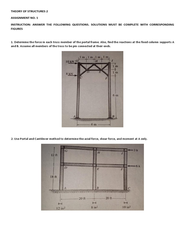 Theory of Structures 2 Assignment No. 1 | PDF