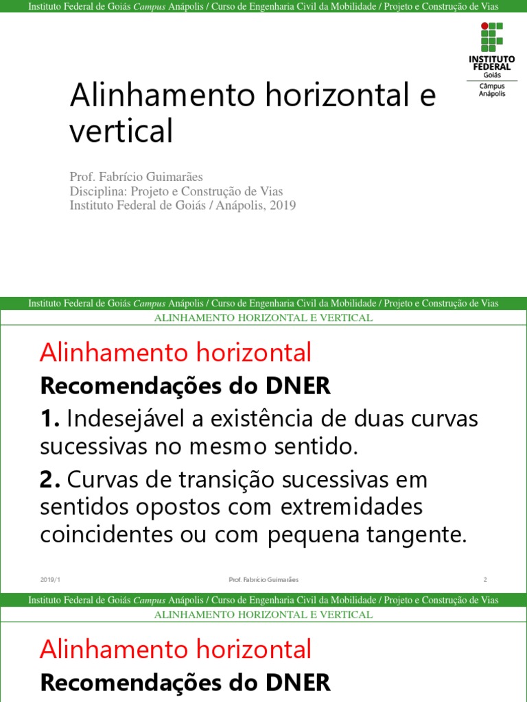 Aula 13 - Alinhamento Horizontal e Vertical | PDF | Engenharia Civil ...