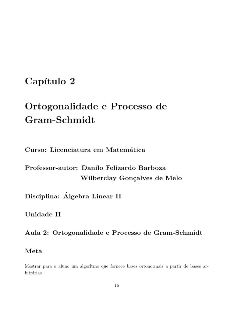 Ortogonalidade e Processo de Gram-Schmidt | PDF | Vetor euclidiano ...