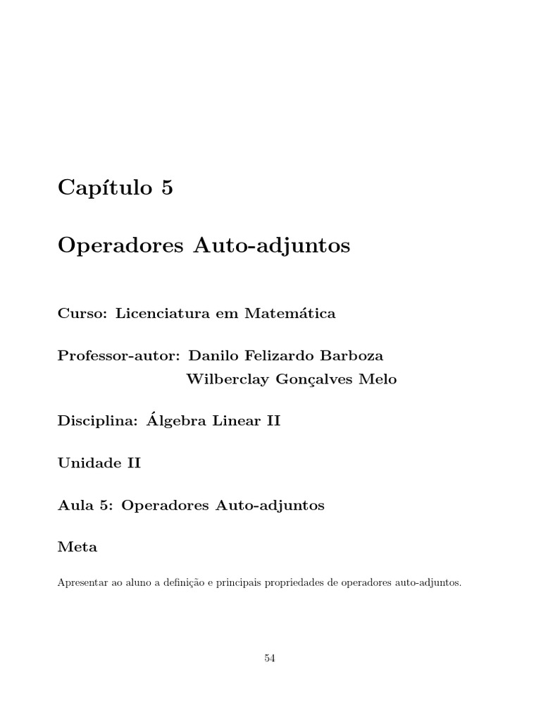 Operadores Auto-Adjuntos | PDF | Autovalores e autovetores | Mapa linear