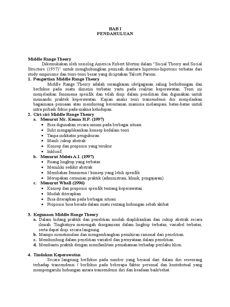 Teori Middle Range dalam Keperawatan | PDF
