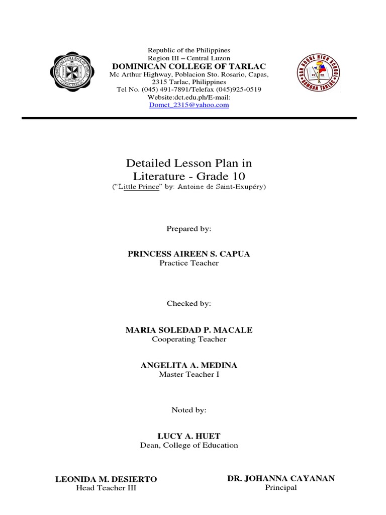Detailed Lesson Plan in Teaching Literature 10 | PDF | The Little ...