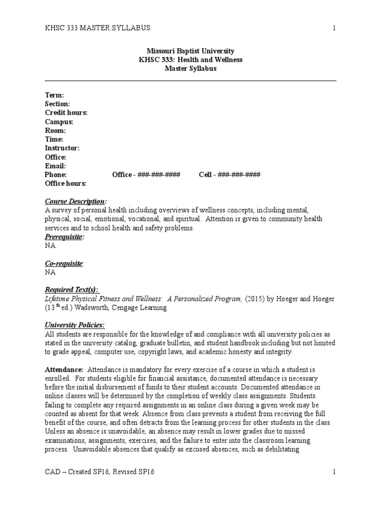 Course Description:: Lifetime Physical Fitness and Wellness: A ...