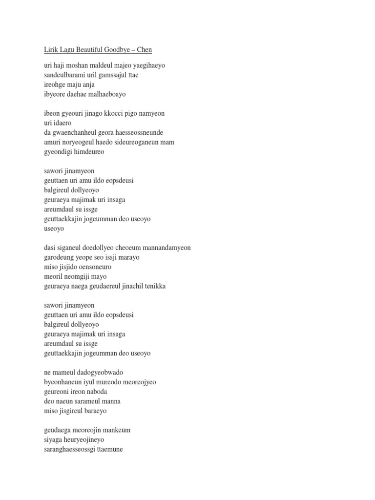 Lirik Lagu Beautiful Goodbye | PDF