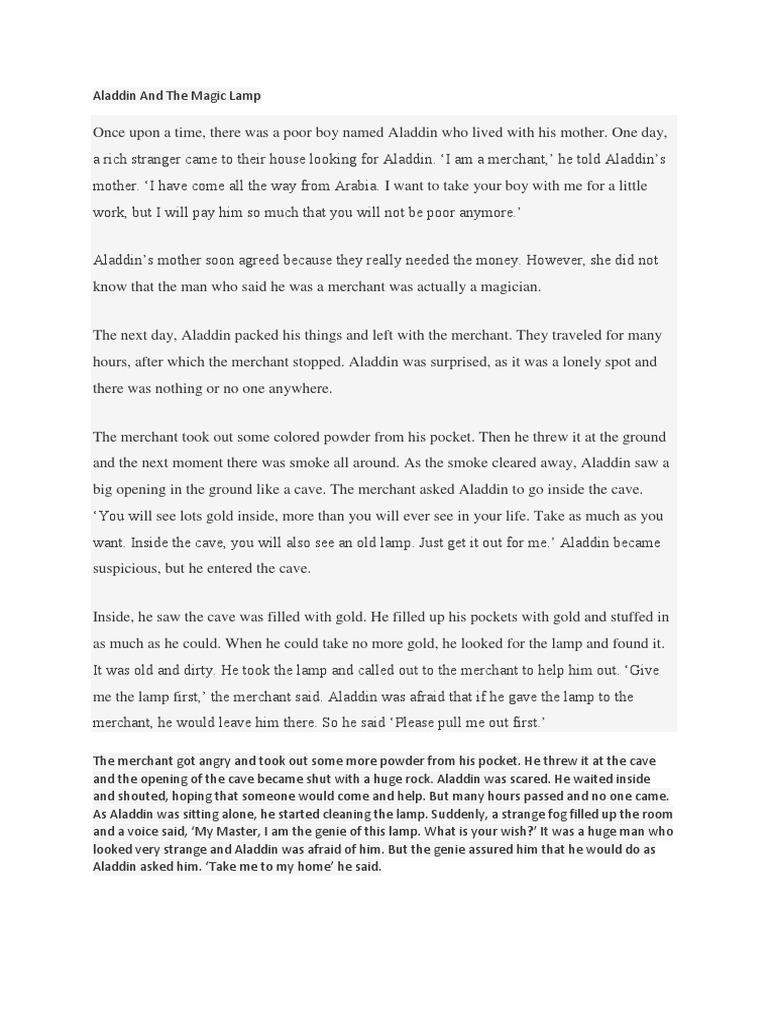 Aladdin and The Magic Lamp | PDF