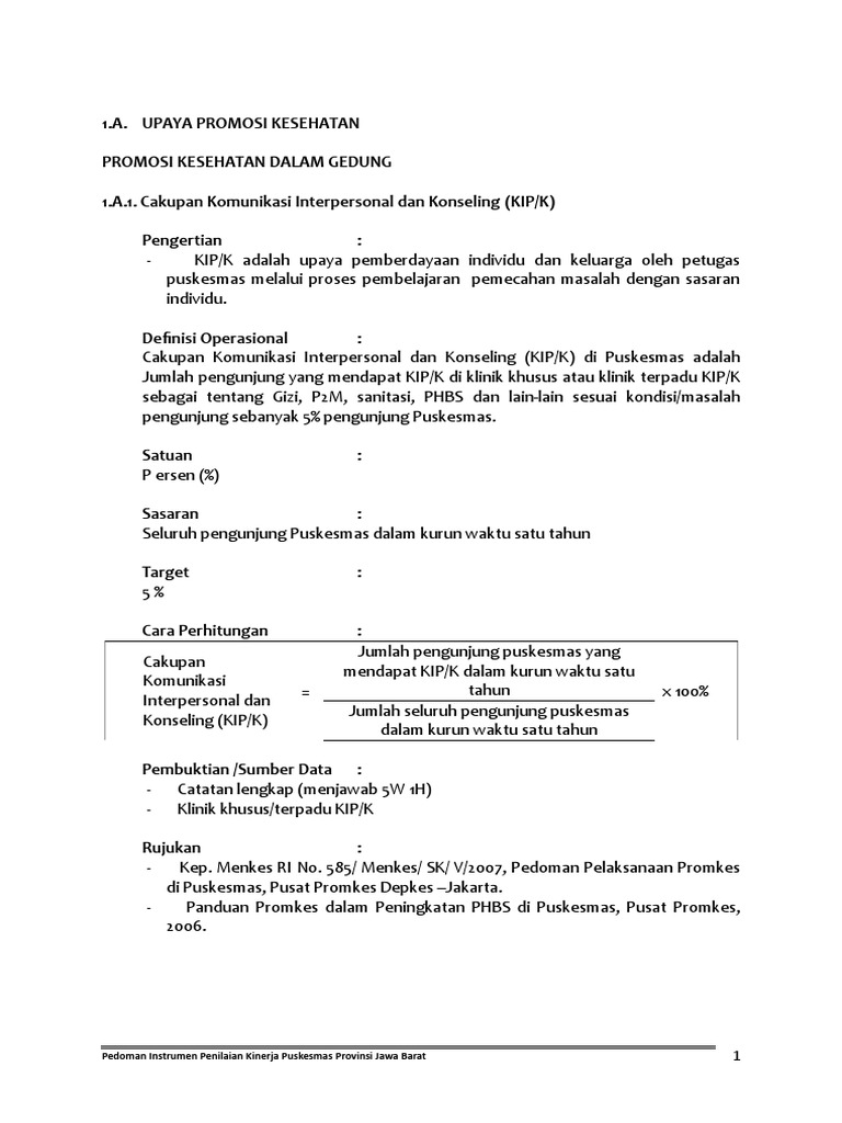 Pedoman Instrumen PKP Provinsi Jawa Barat Revisi Upaya Promosi Kesehatan | PDF | Sains & Matematika
