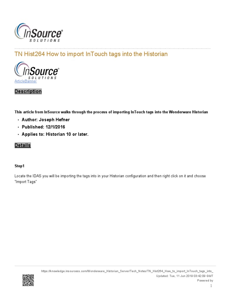 How To Import InTouch Tags Into The Historian PDF | PDF | Computing ...