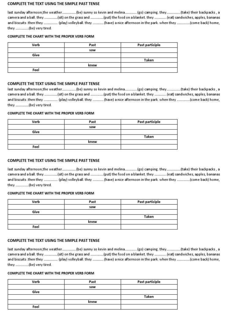 Complete The Text Using The Simple Past Tense | PDF | Verb | Language ...