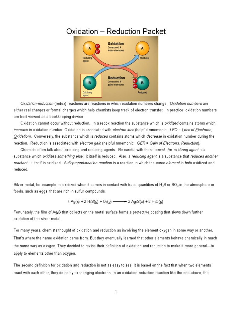 Oxidation Reduction Reactions Packets | PDF | Redox | Rust