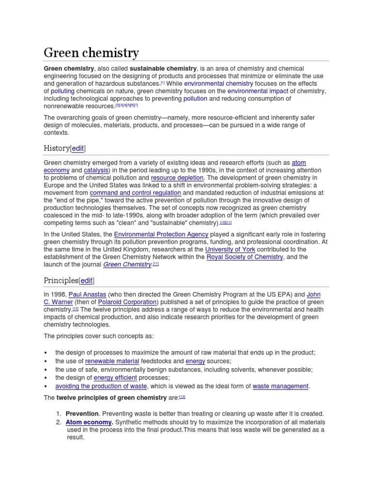 Green Chemistry | PDF | Green Chemistry | Chemistry