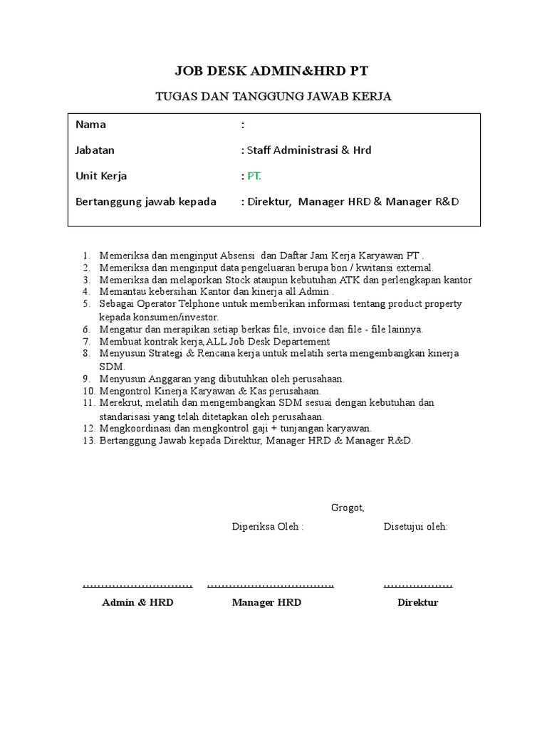 Sop Admin & HRD | PDF