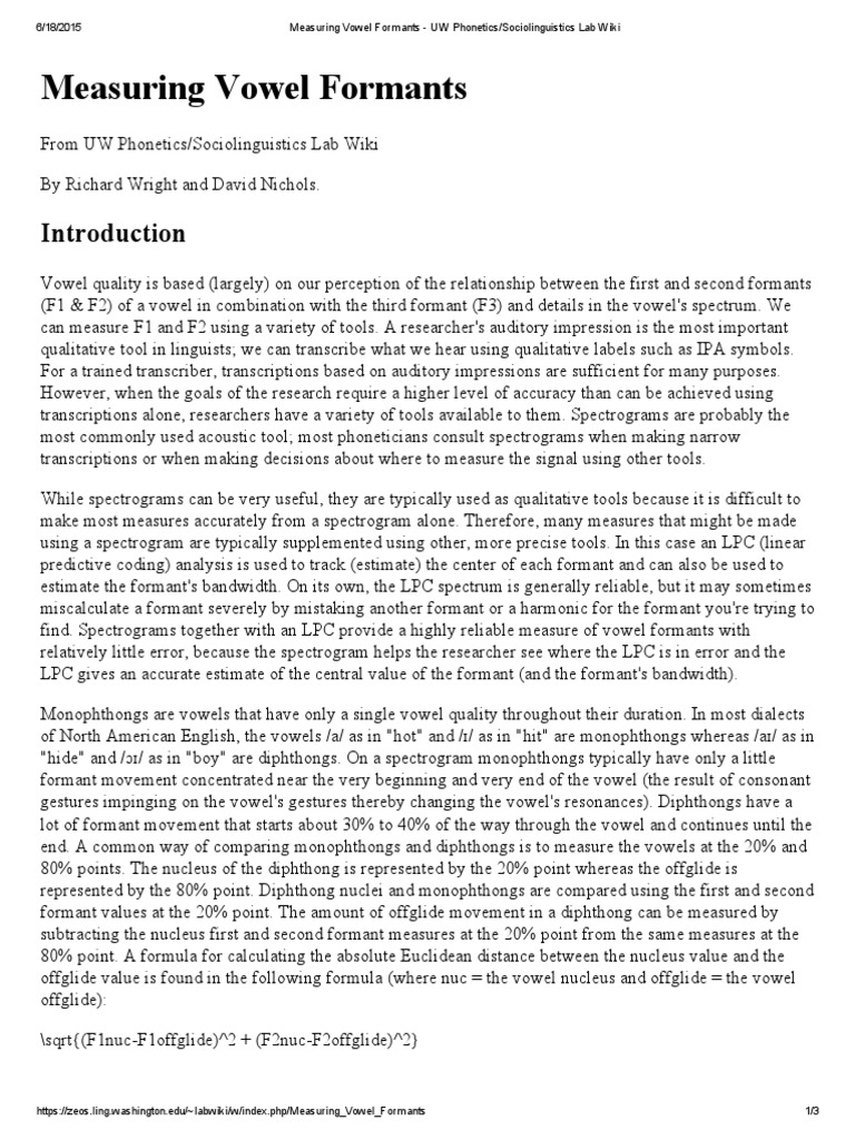 Measuring Formants | PDF | Vowel | Human Voice