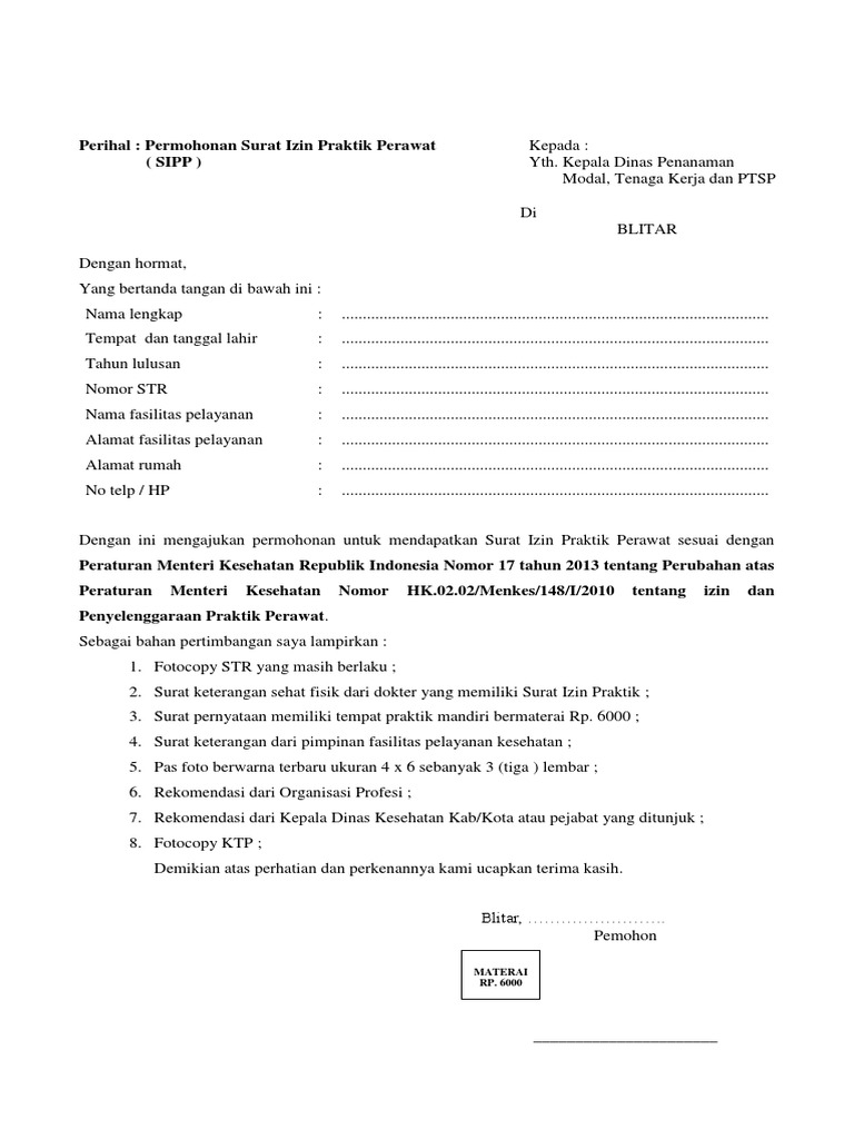 Contoh Sip Perawat | PDF