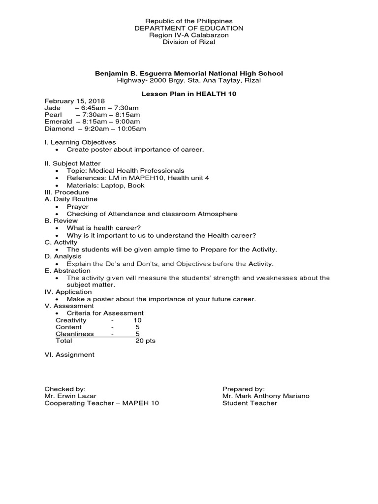 Health Career Activity Feb 15 | PDF