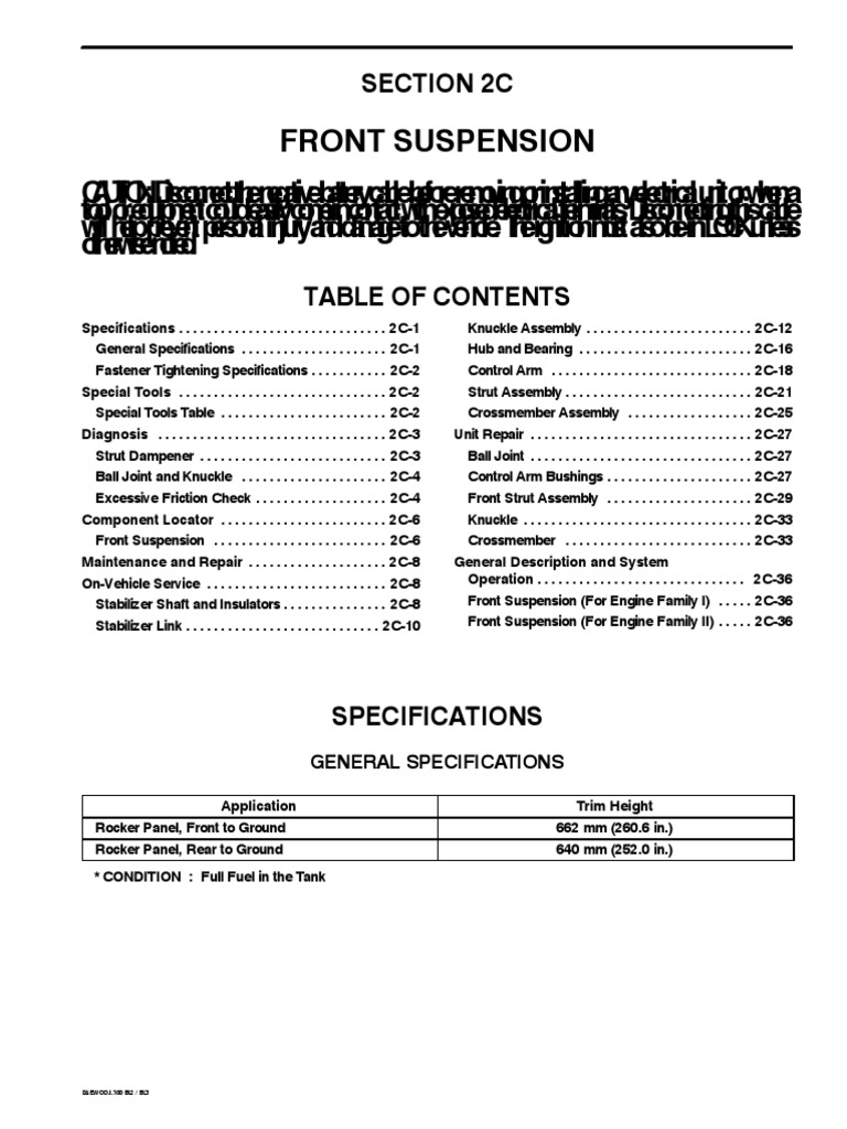 Section 2C: General Specifications | PDF | Axle | Suspension (Vehicle)