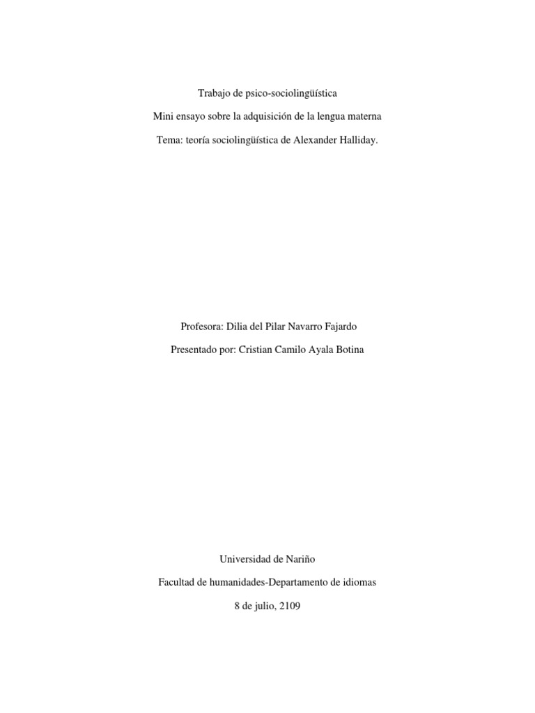 La Adquisición Del Lenguaje Según Alexander Halliday | PDF | Aquisición ...