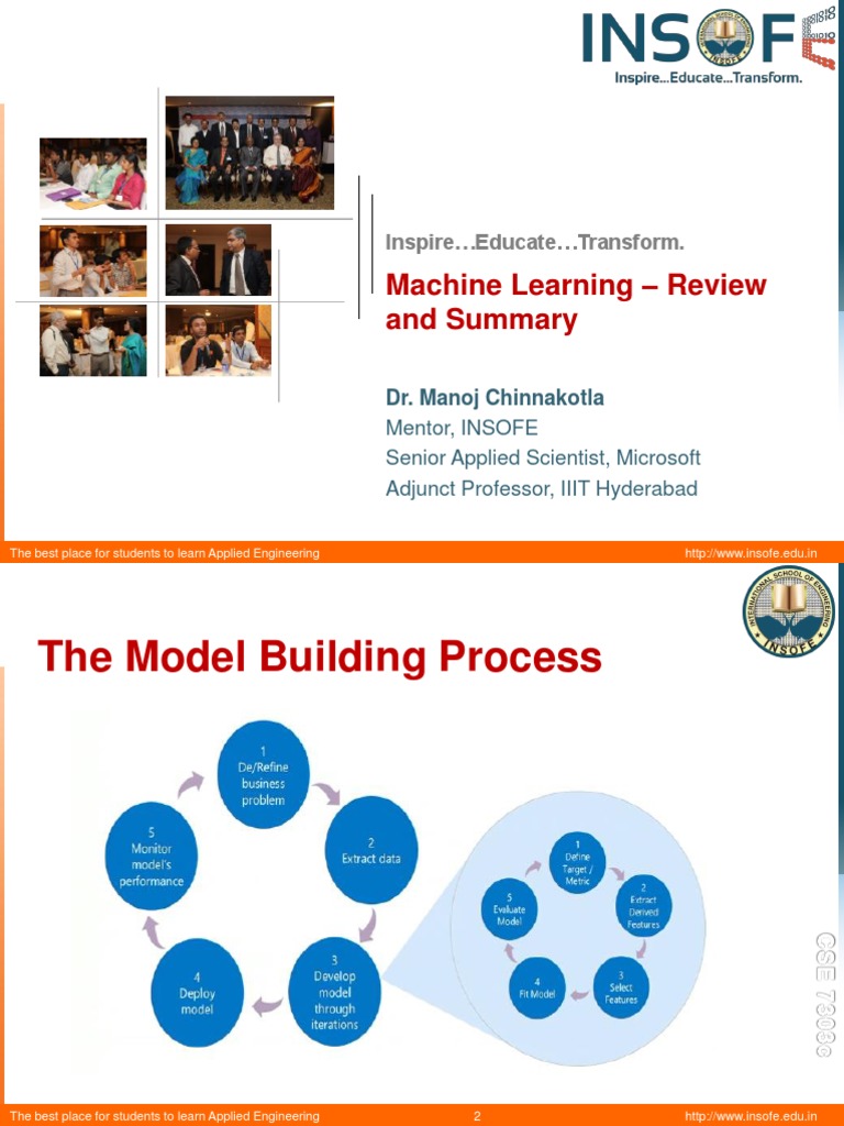 Machine Learning - Review and Summary: Inspire Educate Transform | PDF ...
