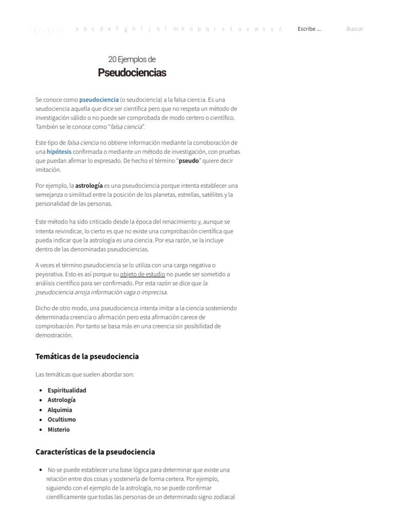 20 Ejemplos de Pseudociencias | PDF | Pseudociencia | Teoría