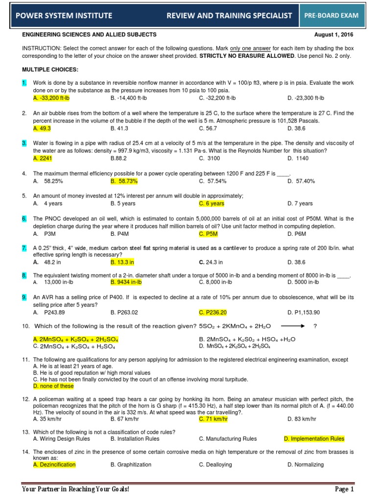 ESAS Electrical Engineering Pre-Board Review | PDF | Carbon | Covalent Bond