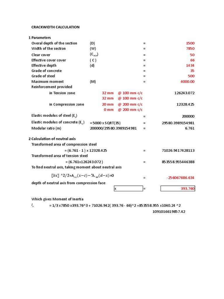 Crack Width Calculation | PDF | Young's Modulus | Elasticity (Physics)