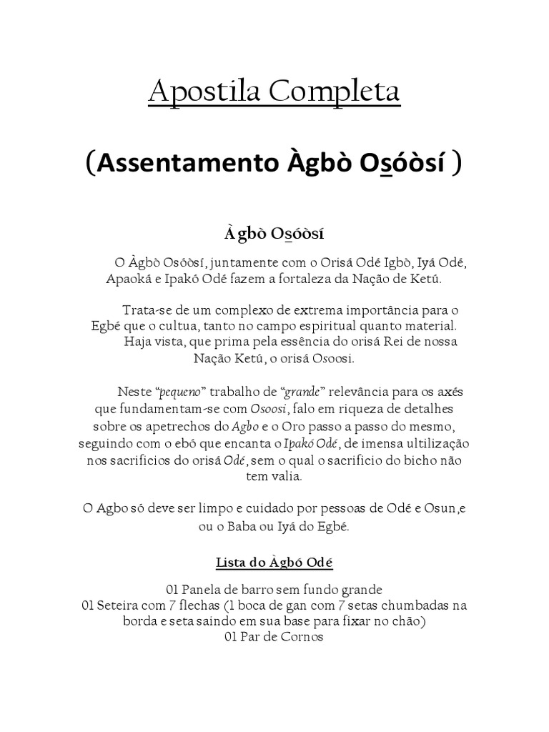 Àgbò Òsóòsí Completo | PDF | Religião e crença | Natureza