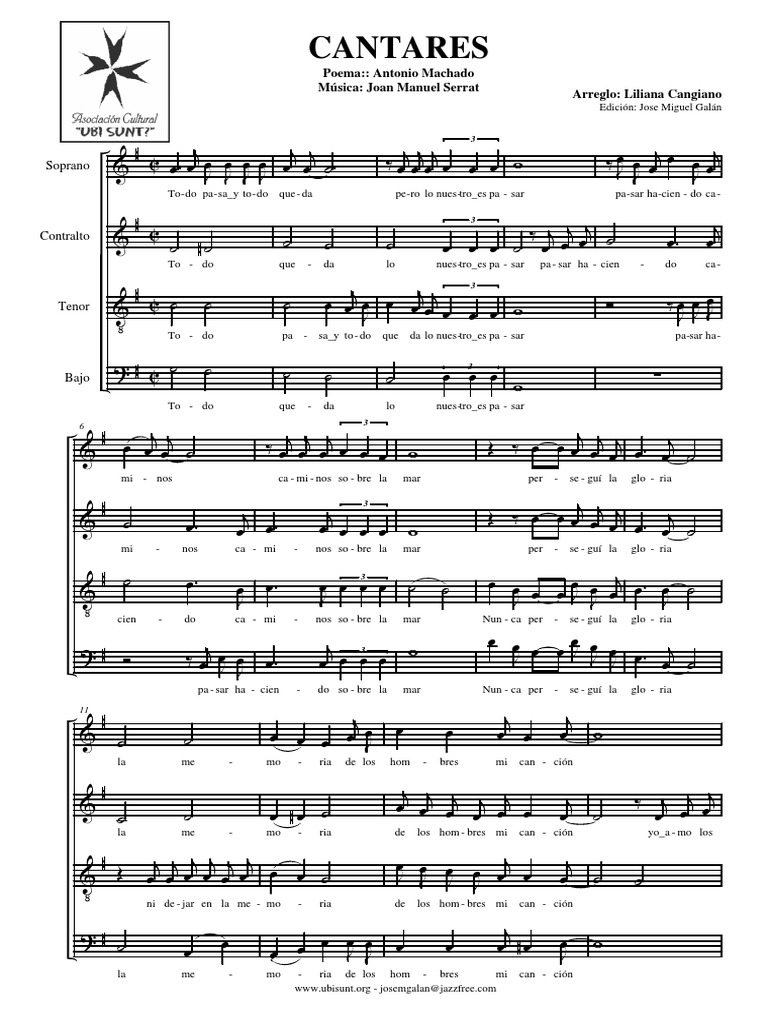 Cantares SATB - Serrat | PDF