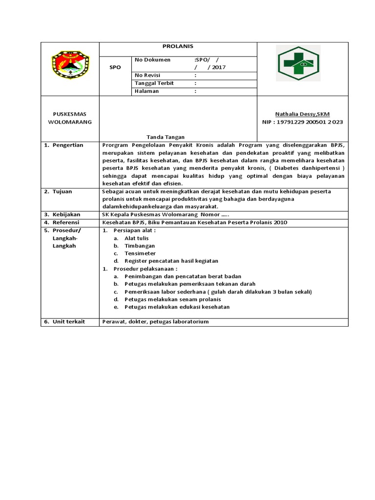 Sop Prolanis | PDF
