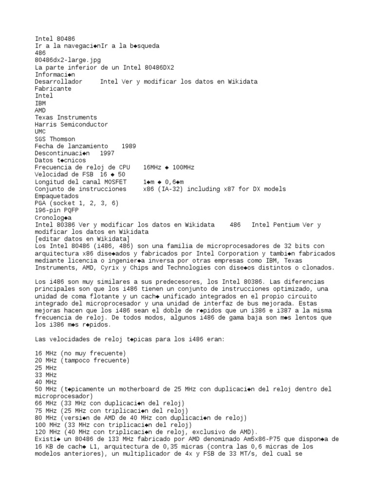 Intel 486 | PDF | Electrónica digital | Arquitectura X86