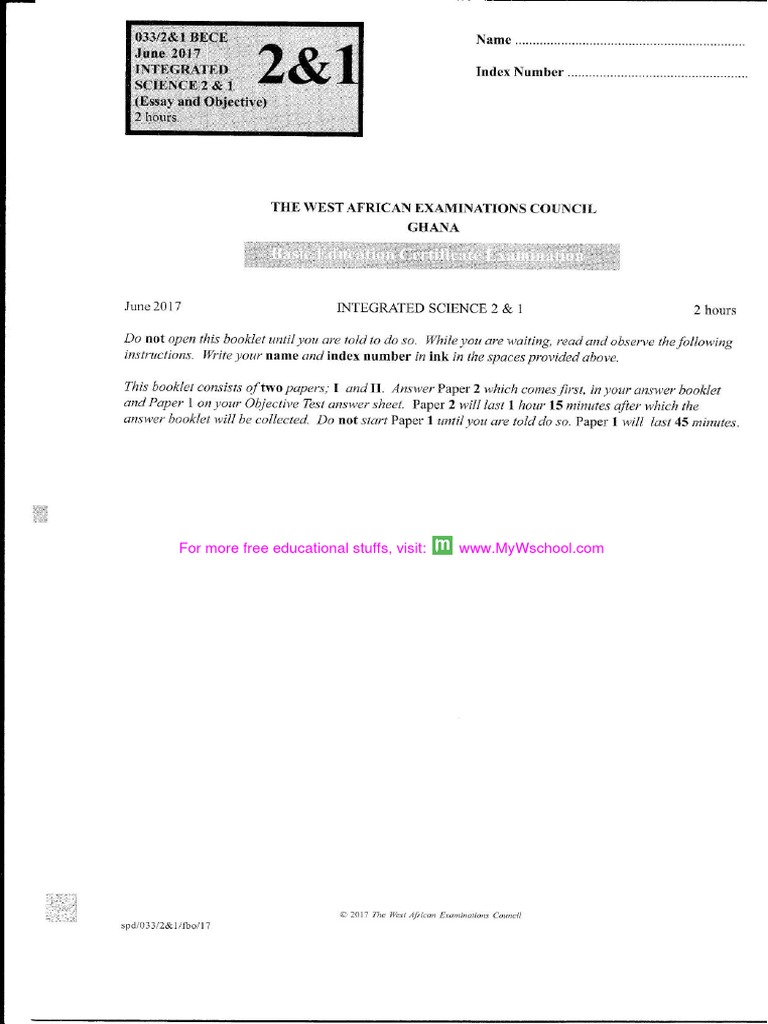 Science - Bece E 2017s Min | PDF