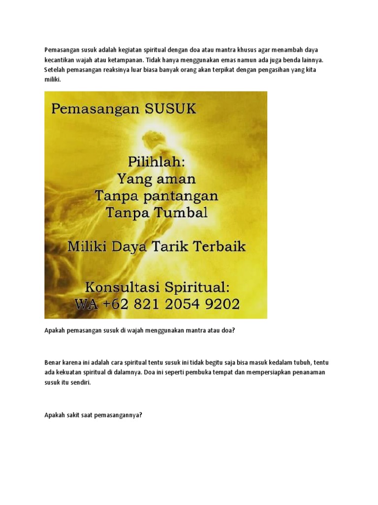 Harga Pemasangan Susuk Kecantikan Terbaik | PDF