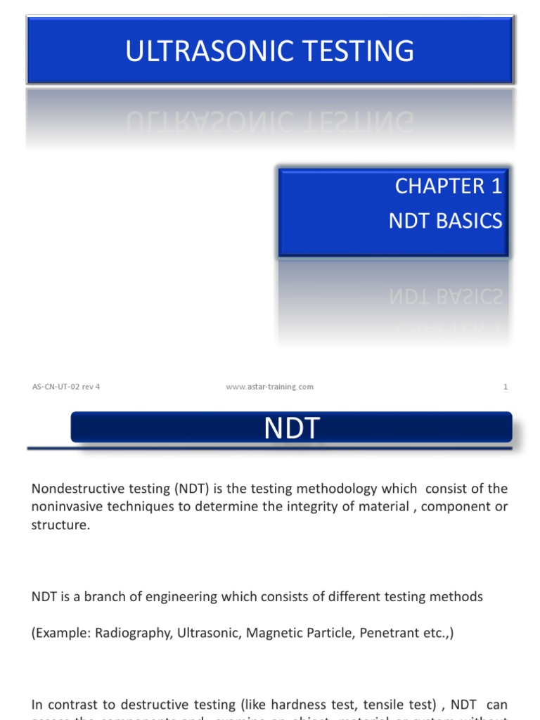 1 - NDT Basics Ut, MT.,PT, Ri | PDF | Nondestructive Testing ...