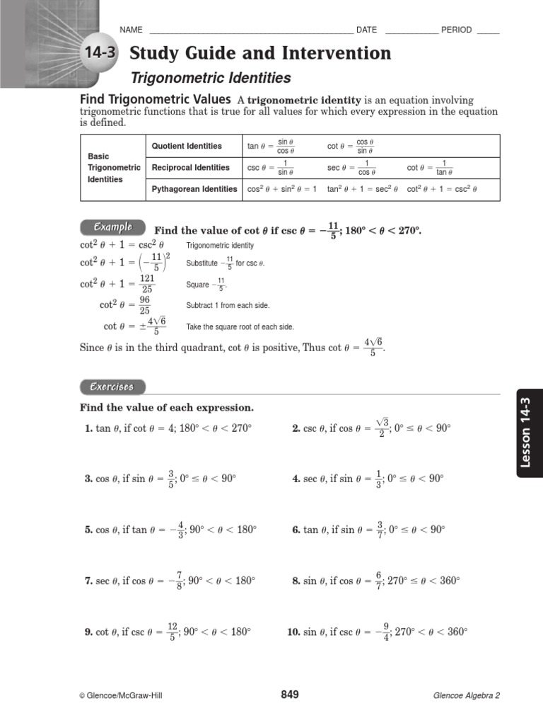 Alg 2 Trig Practice | PDF | Sine | Trigonometric Functions