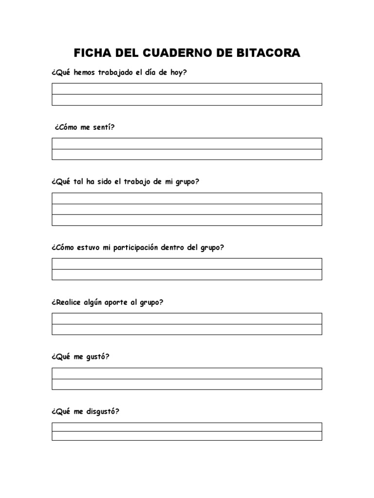 Ficha Del Cuaderno de Bitacora - Tutoria | PDF