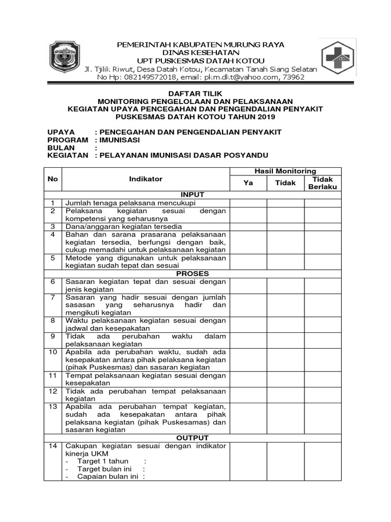 Daftar Tilik IMUNISASI | PDF