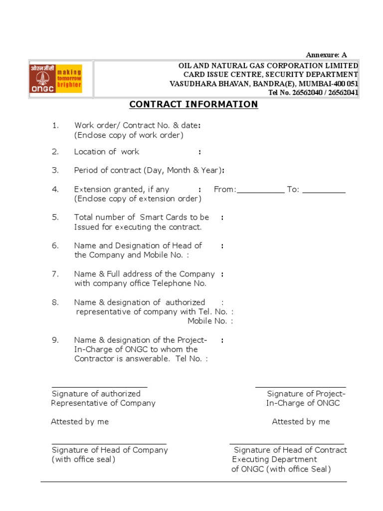 Non-Employee Duty Pass Application Form For The Oil and Natural Gas ...