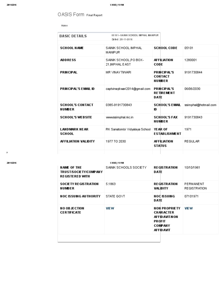 Oasis Form: Basic Details | PDF | Teachers