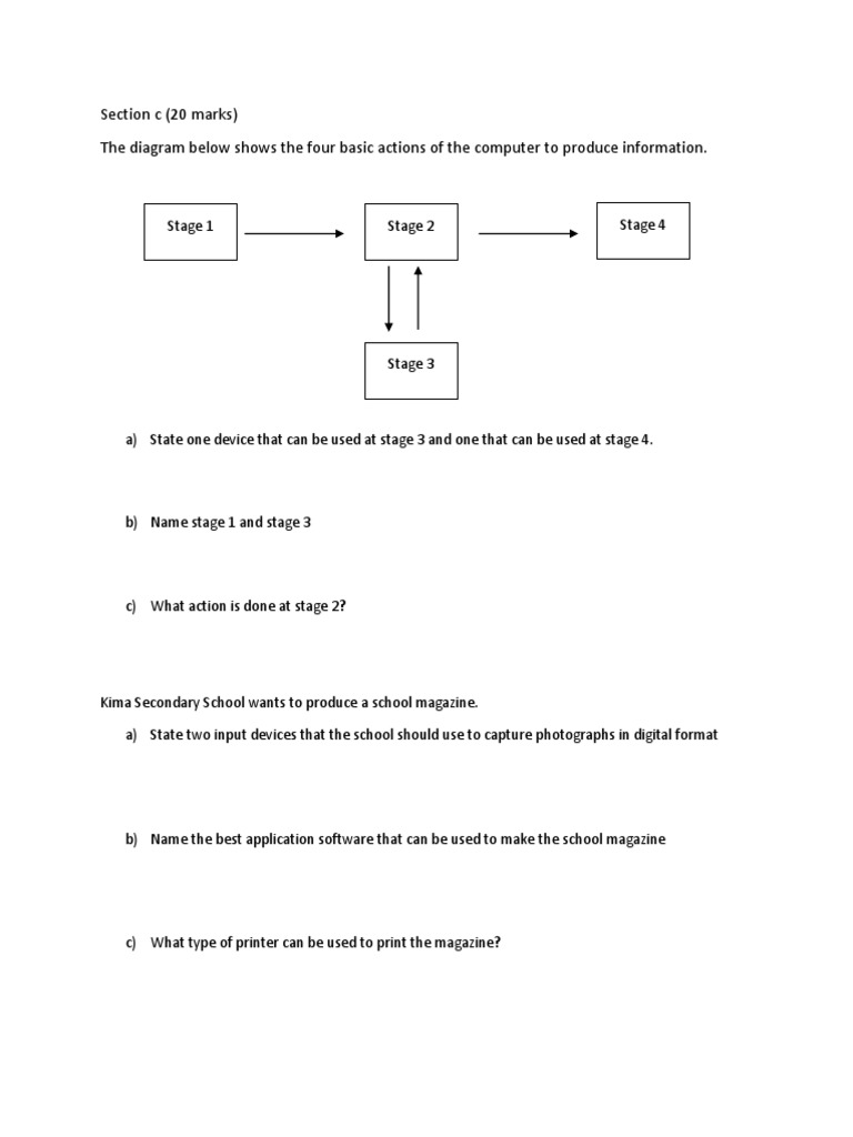 Section C (20 Marks) The Diagram Below Shows The Four Basic Actions of ...
