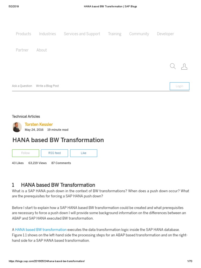 HANA Based BW Transformation | PDF | Sap Se | Databases