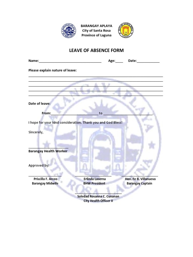 Leave of Absence Form | PDF